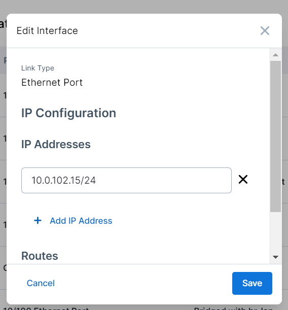 Network Setting Interface in Miovision One